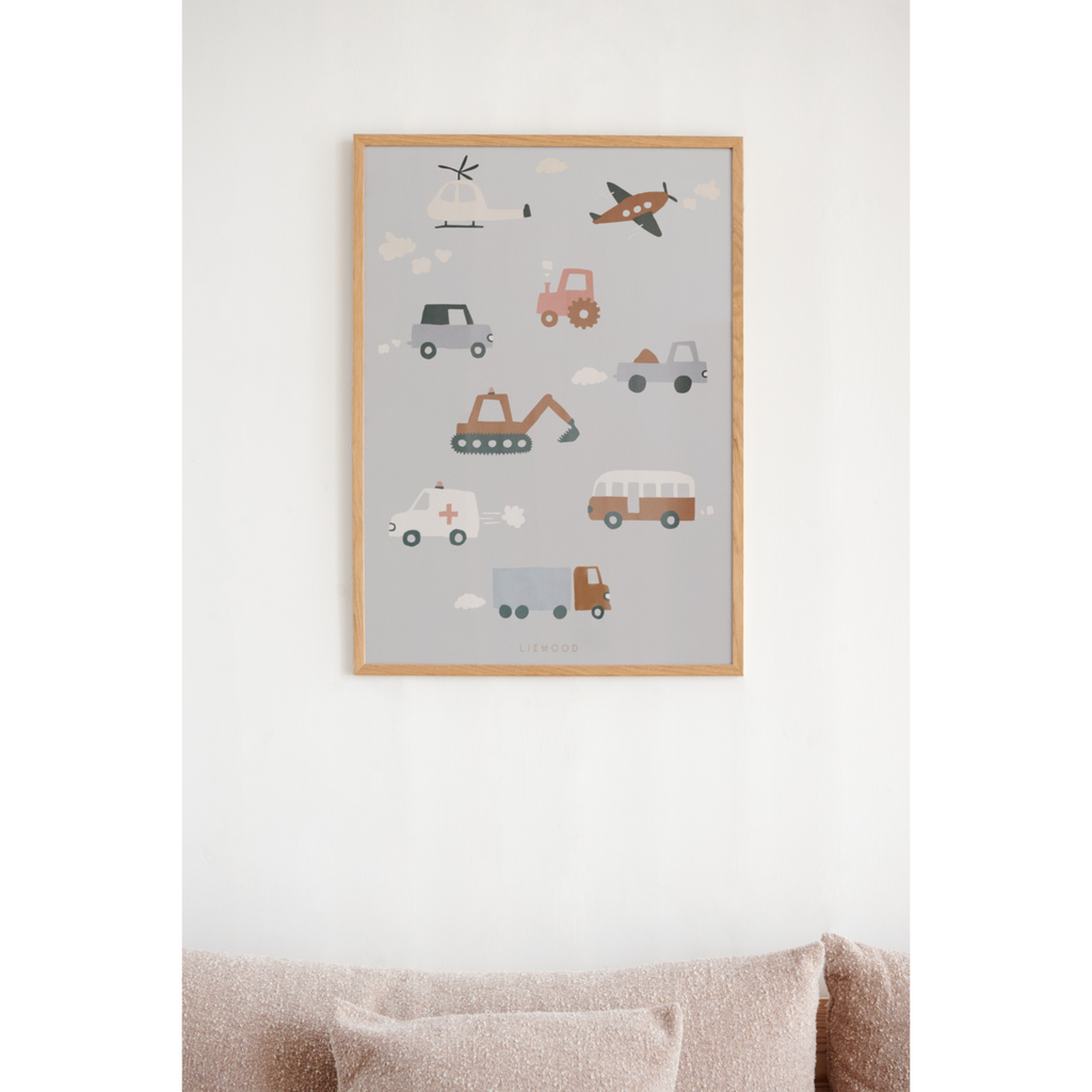 Beverly poster - Vehicles / Dove blue | LIEWOOD